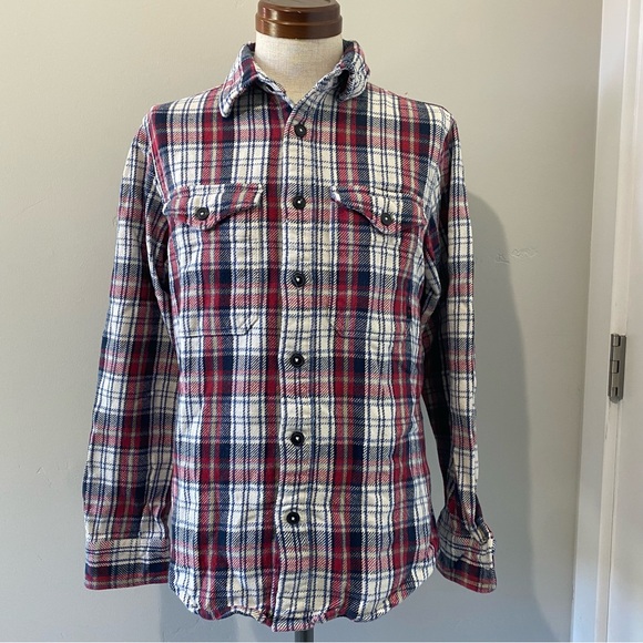 Relwen | Shirts | Relwen Mens White X Red Plaid Cotton Flannel Shirt Xs ...
